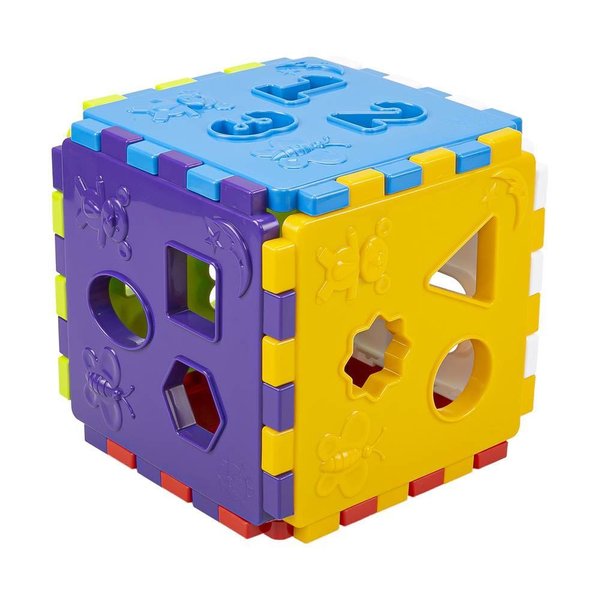 Cubo Didático Educativo com 18 Peças de Encaixar – Mercotoys